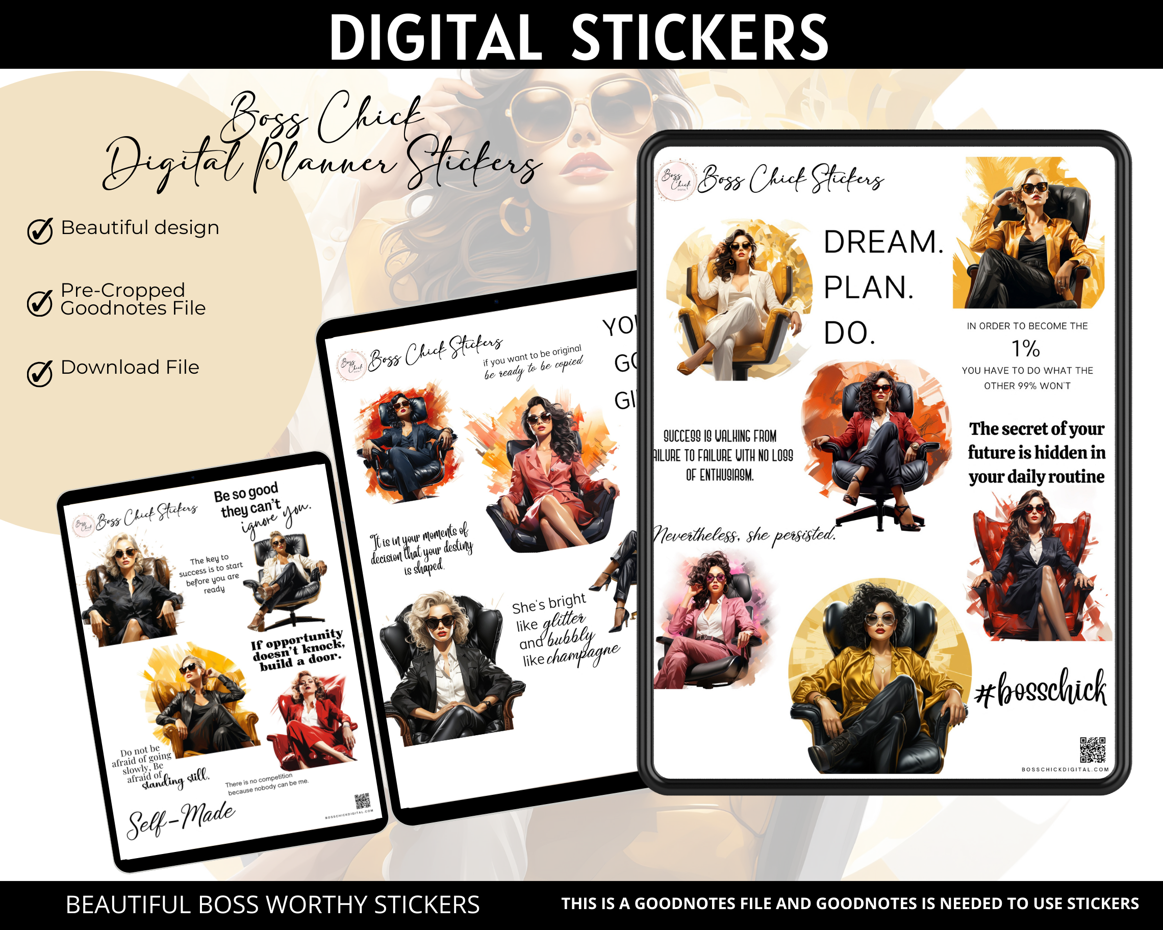 Digital Stickers, Goodnotes stickers, Digital Planner Stickers Girl Bo ...